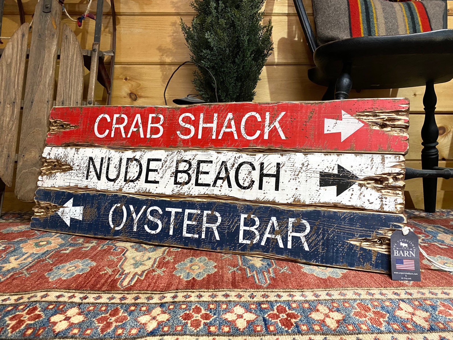 Rustic Crab Shack Sign Set Wood Nude Beach Coastal Kitchen - Etsy
