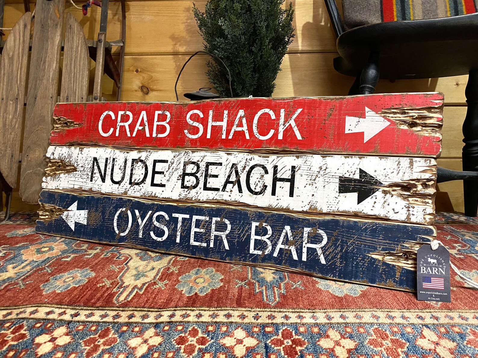 Rustic Crab Shack Sign Set Wood Nude Beach Coastal Kitchen - Etsy