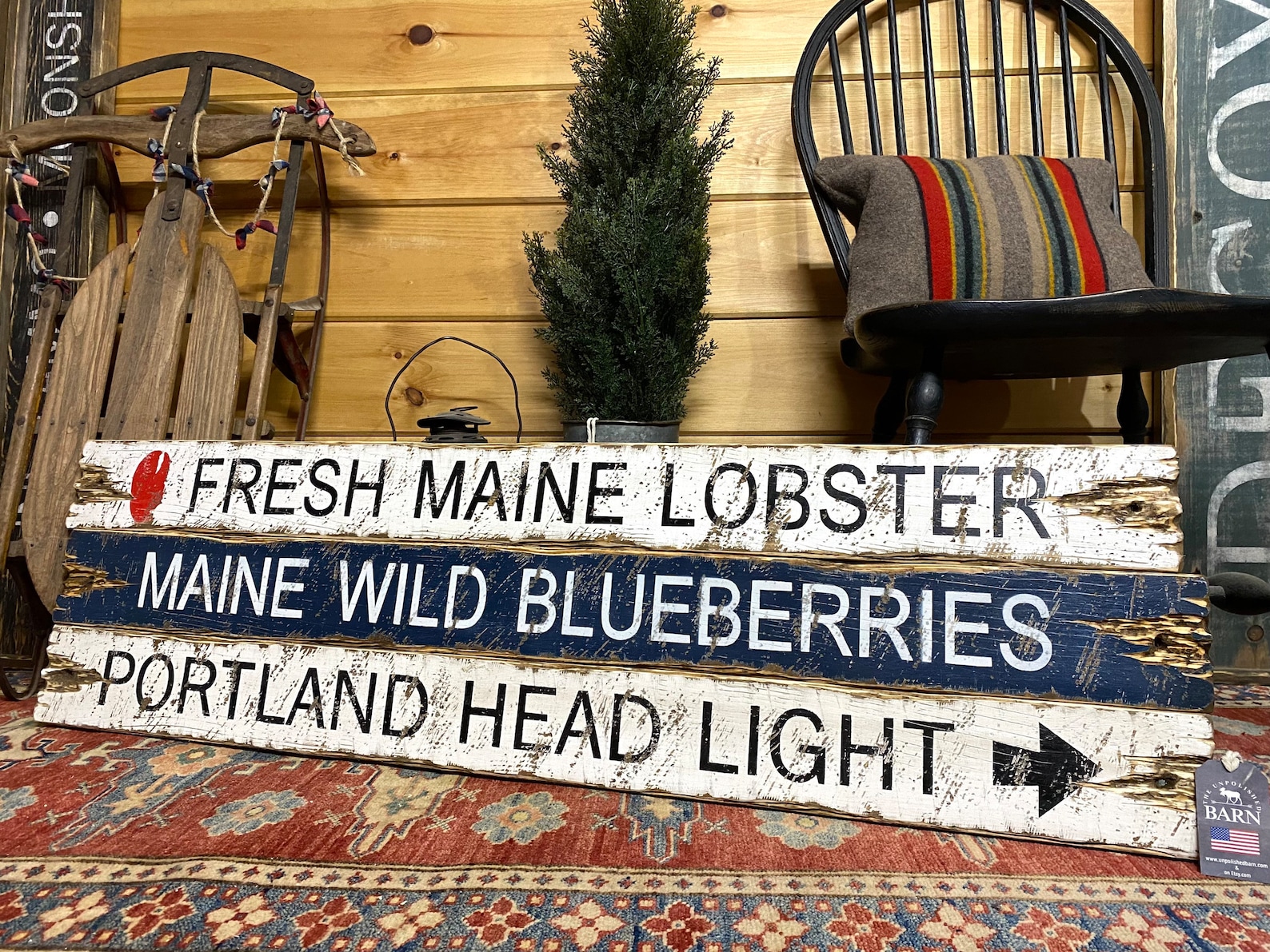 Maine Lobster Decor Sign, Coastal Beach House Decor - Etsy