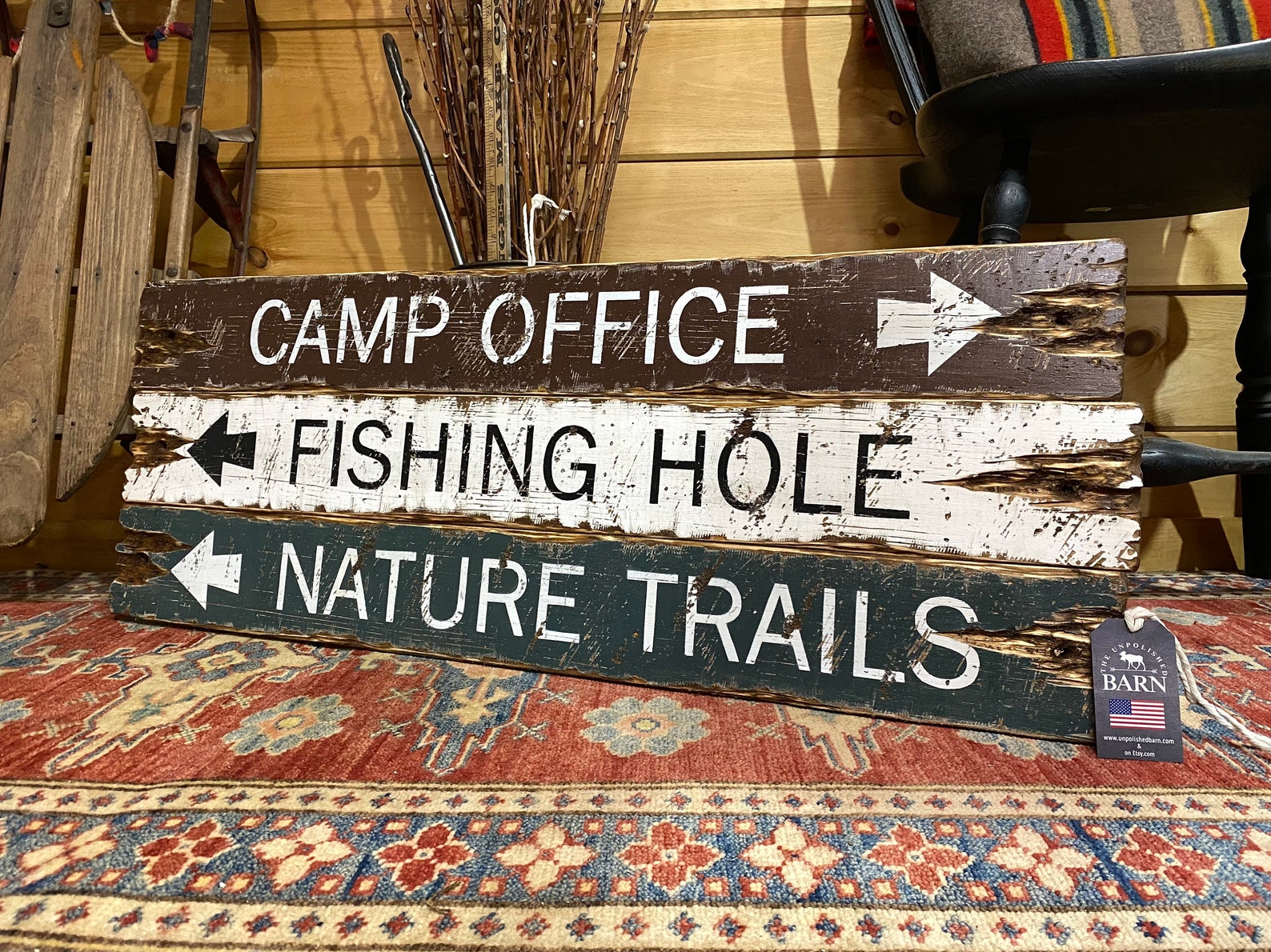 Rustic Cabin Sign Set Camping Decor Fishing Hole Wood - Etsy