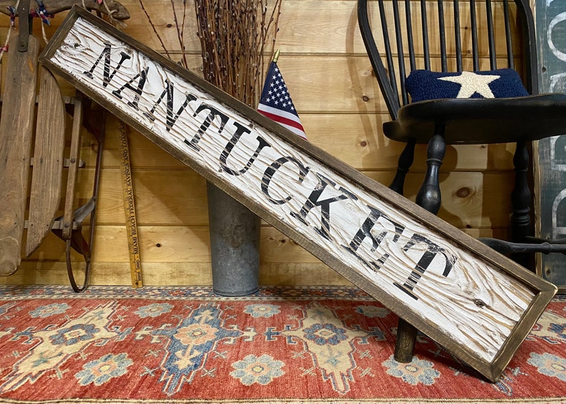 Nantucket Massachusetts Sign Rustic Coastal Decor Nautical - Etsy