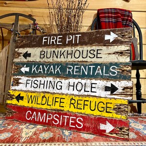 Rustic Fire Pit Wood Sign | Log Cabin Decor | Campfire Sign 36" - Etsy