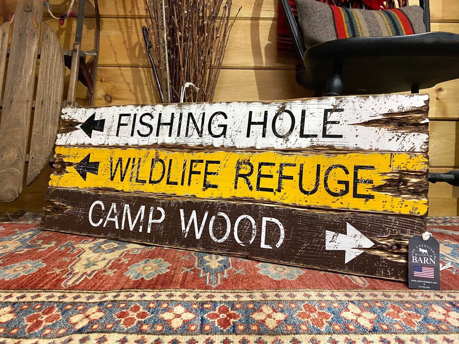 Fishing Hole Camping Wood Sign Set rustic Log Cabin Decor - Etsy