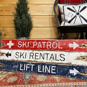 Wood Ski Trail Signs, Rustic & Distressed Log Cabin Decor - Etsy