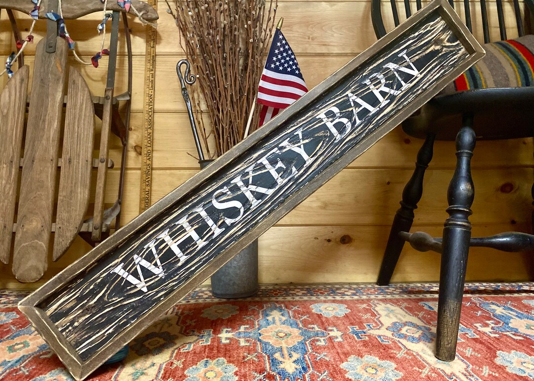 Whiskey Barn Sign, Bar Sign, Whiskey Sign, Framed Wood Sign, Bar Decor ...