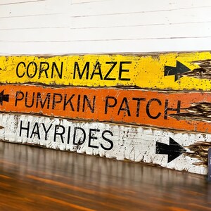 Rustic Wood Fall Sign Set | Pumpkin Patch | Corn Maze | Hayrides - Etsy