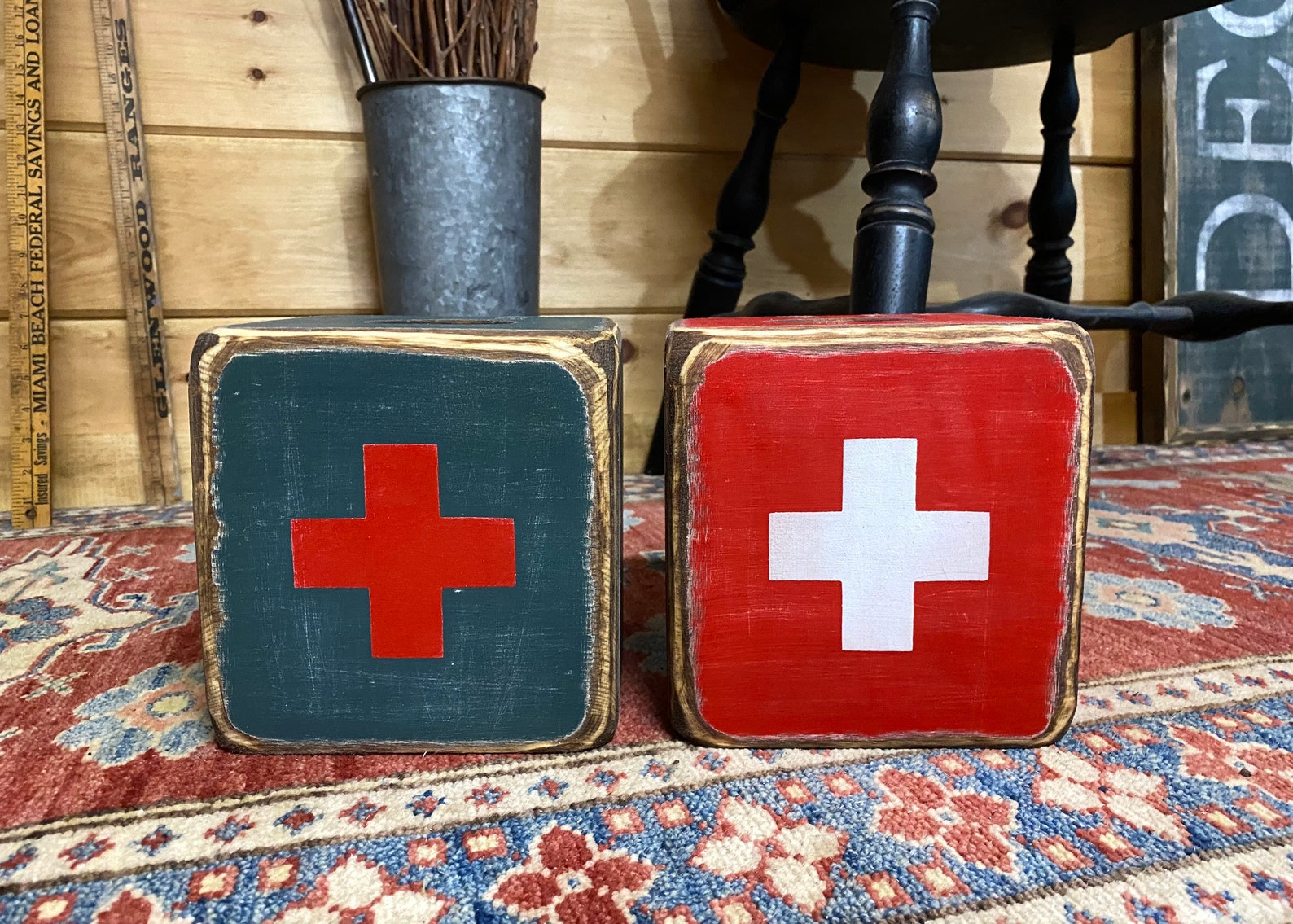 Navy Blue First Aid Tissue Box Cover Log Cabin Ski Decor - Etsy