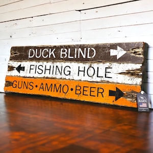 Rustic Waterfowl Wood Sign Set Fishing & Hunting Decor Guns Ammo Beer ...