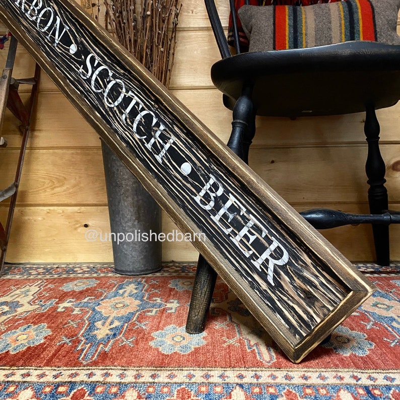 Wood Bourbon Sign Rustic Bourbon Scotch Beer Bar Decor | Etsy