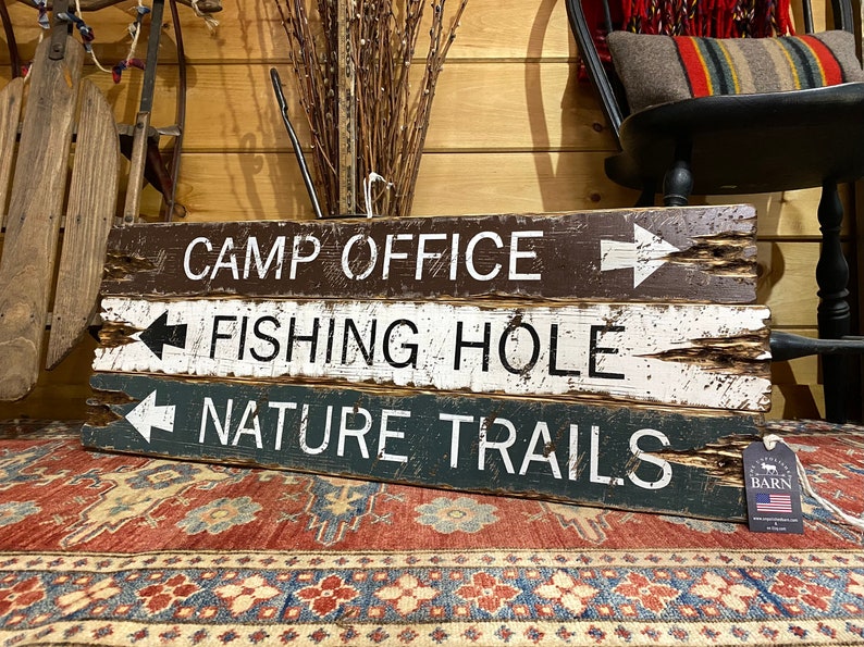 Rustic Cabin Sign Set Camping Decor Fishing Hole Wood - Etsy