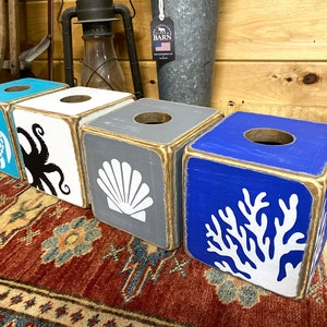 Octopus Wood Tissue Box Cover, Coastal Beach House Ocean Decor - Etsy