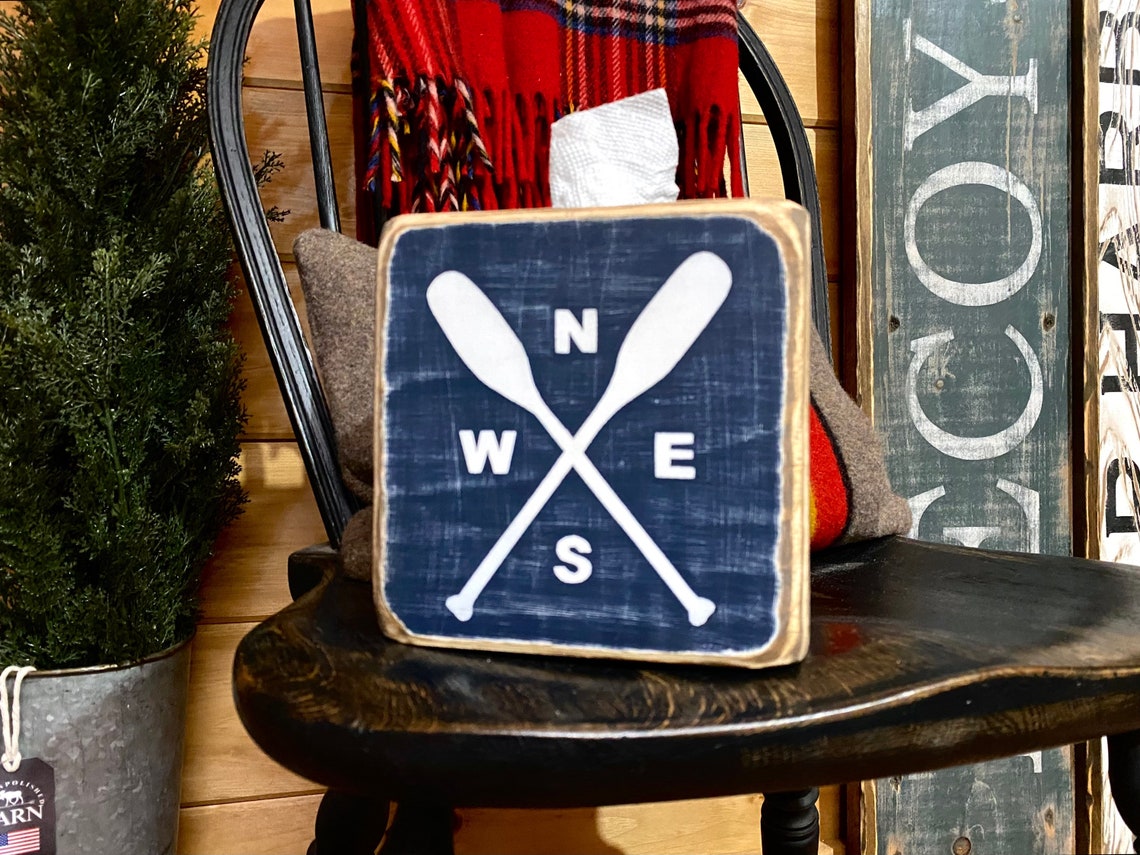 Nautical Lake House Wood Tissue Box Cover, Rustic Anchor, Compass and ...