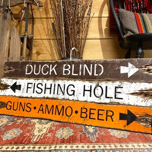 Rustic Waterfowl Wood Sign Set Fishing & Hunting Decor Guns Ammo Beer ...