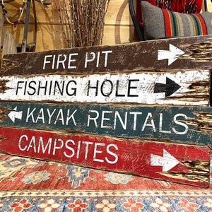 Rustic Lodge Sign Set | Distressed Fishing Decor | Wood Camping Gift - Etsy