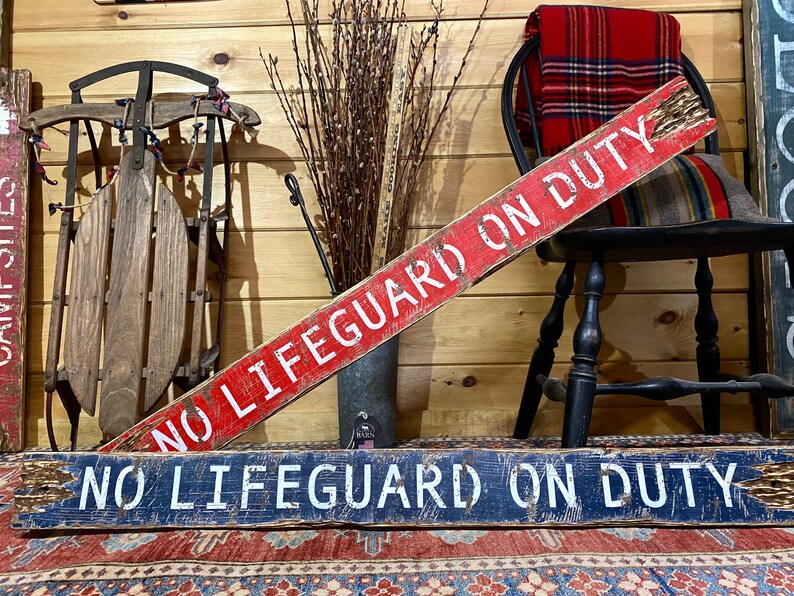 Rustic Wood Lifeguard Sign No Lifeguard on Duty Coastal - Etsy