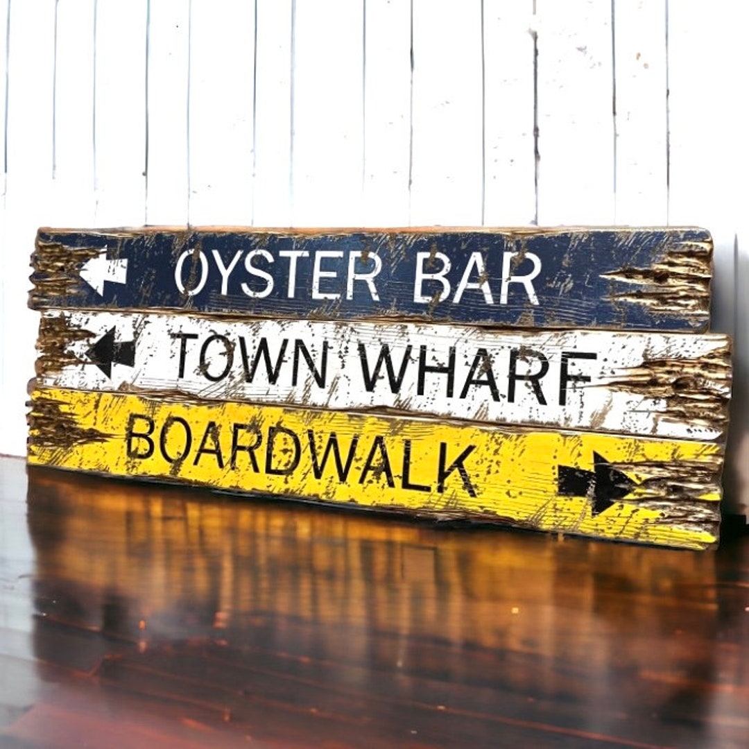 Oyster Bar Sign Set Rustic Nautical Decor Wood Beach House - Etsy