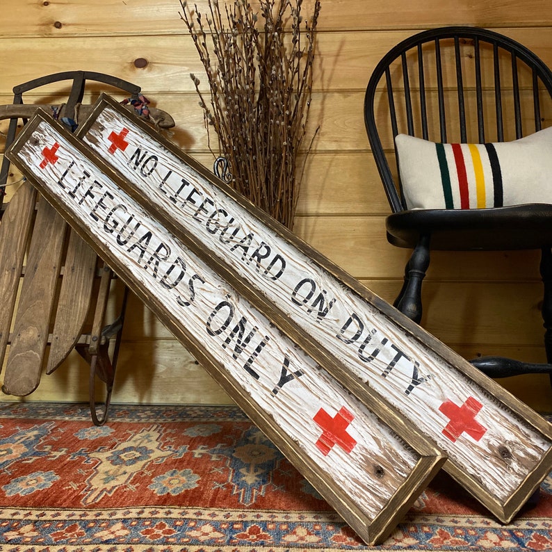 Rustic Lifeguard Sign Coastal Decor Lifeguards Only Wood | Etsy