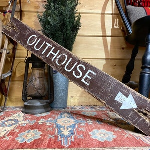 Distressed Outhouse Wood Sign | Rustic Bathroom Sign | Camp Decor - Etsy