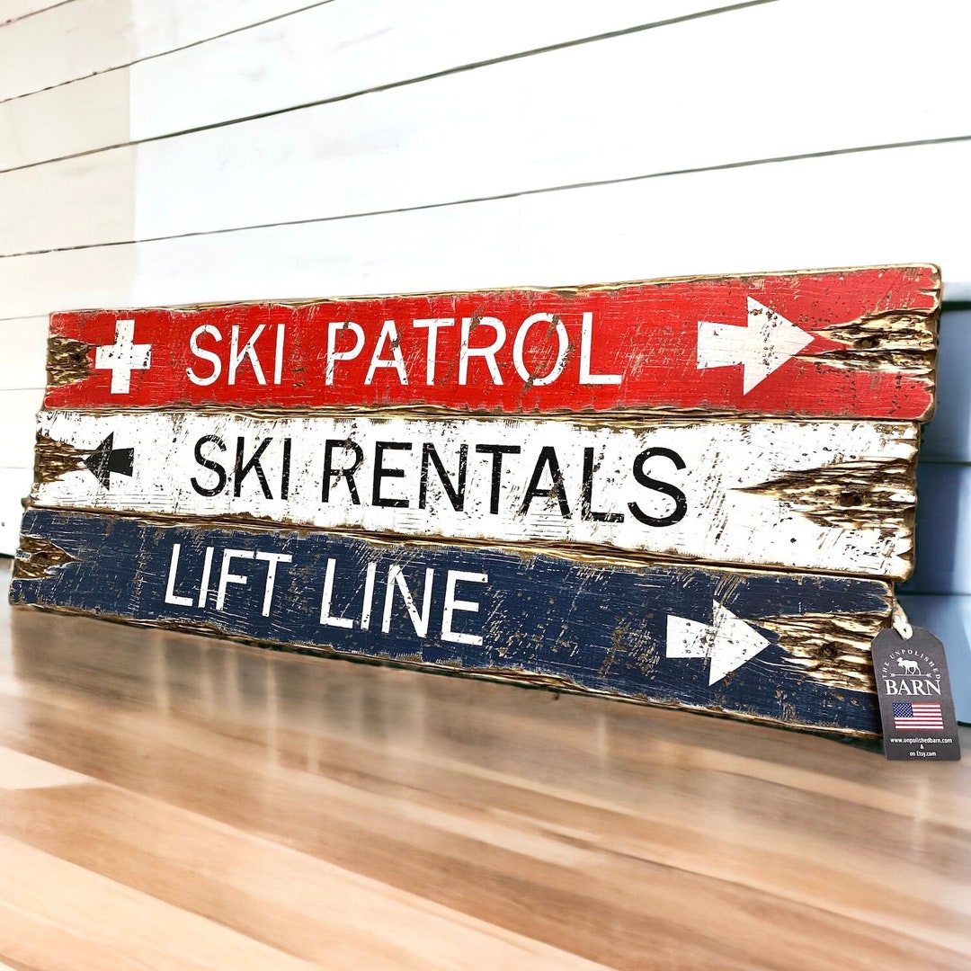 Wood Ski Trail Signs, Rustic & Distressed Log Cabin Decor - Etsy