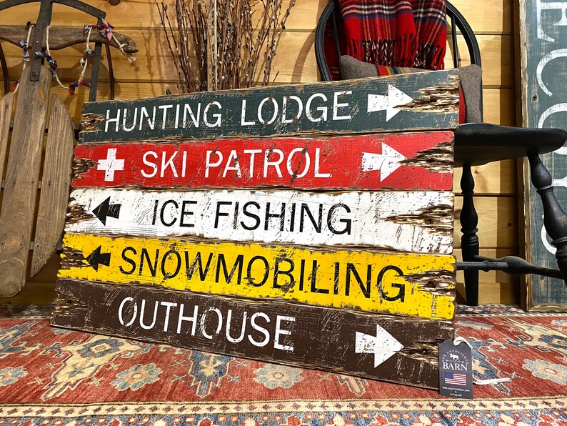 Rustic Wood Hunting Lodge Signs Log Cabin Decor Snowmobile - Etsy