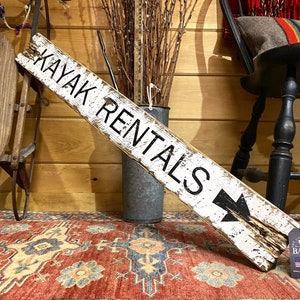 Rustic Kayak Rentals Wood Sign | Log Cabin Decor | Distressed ...