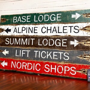Rustic Ski Lodge Sign Set – Handcrafted Wooden Winter Cabin Decor by ...