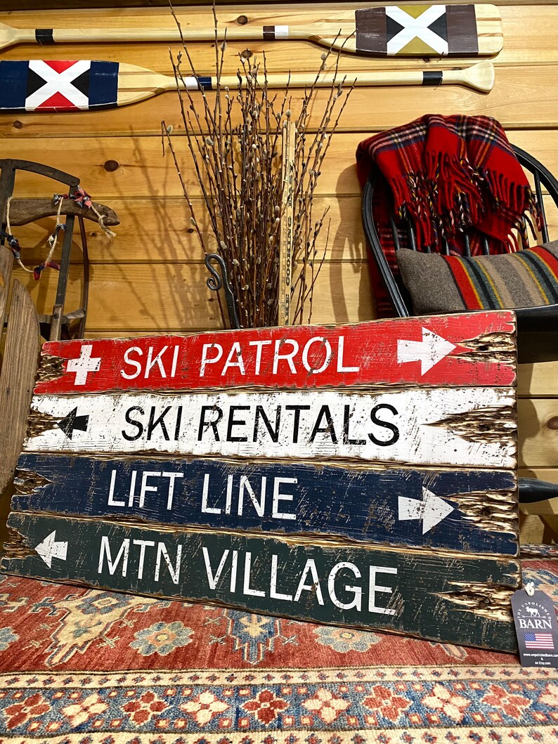 Rustic Wood Ski Trail Signs, Ski Decor - Etsy