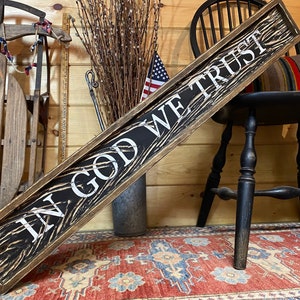In God We Trust Wood Sign, Patriotic Decor, Religious Sign, Log Cabin ...