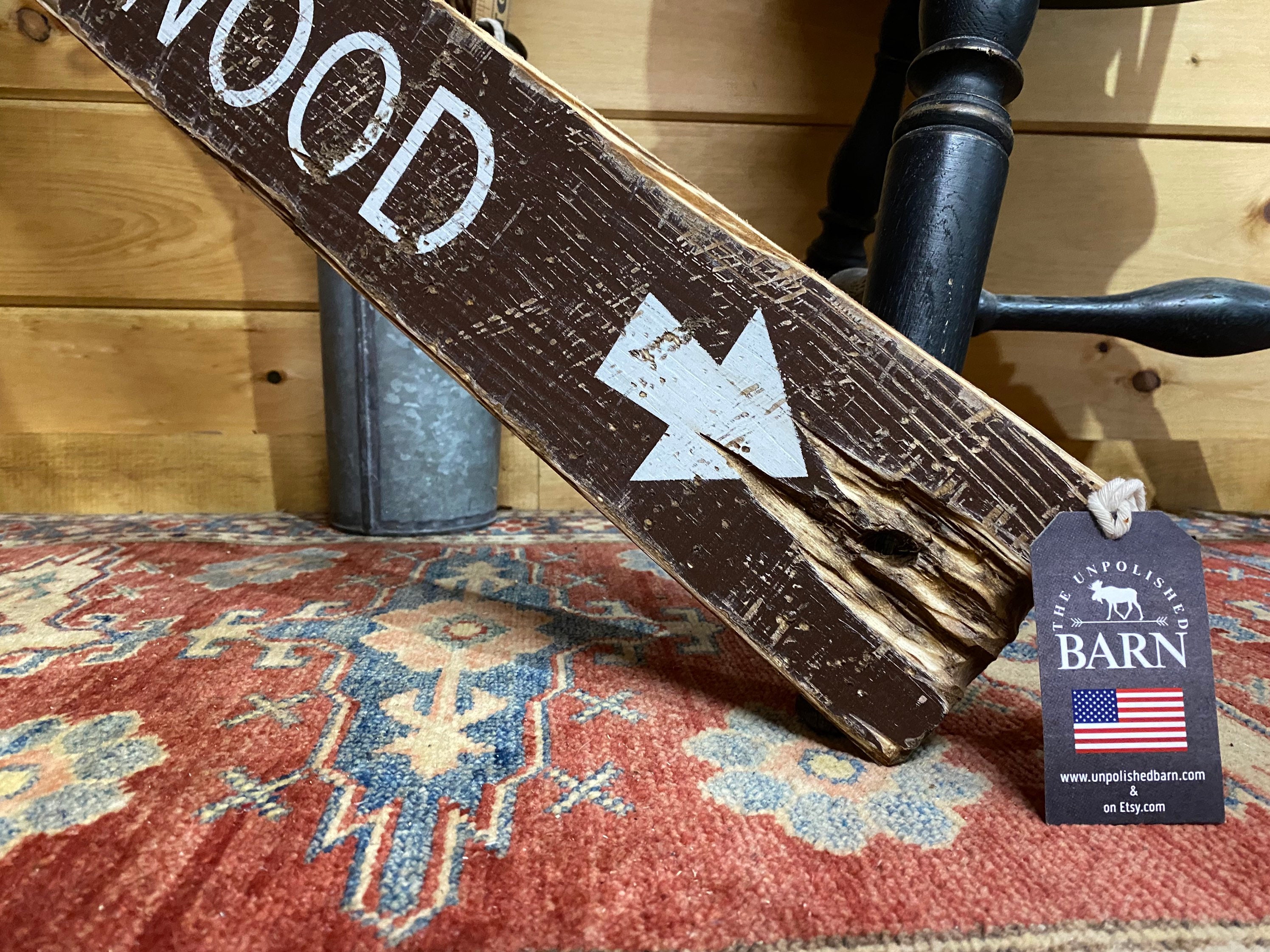Camp Wood Sign | Rustic Log Cabin Decor | Directional Back Roads Sign ...