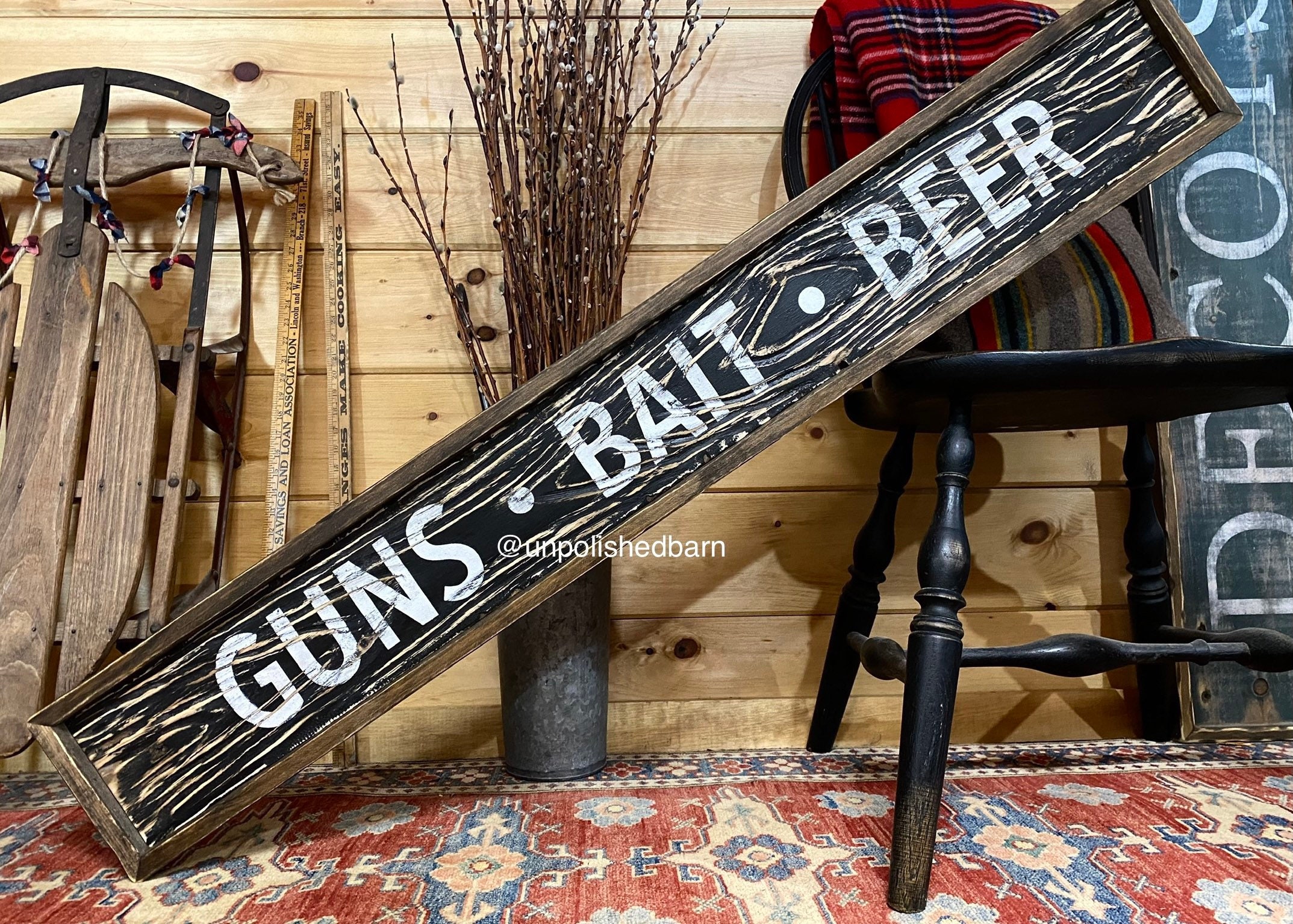 Gun Room Log Cabin Wall Decor Wood Fishing Camp Decor Lodge Decorations ...