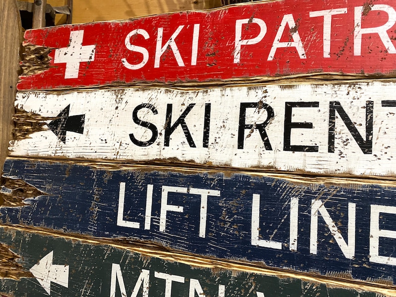 Rustic Wood Ski Trail Signs, Ski Decor - Etsy