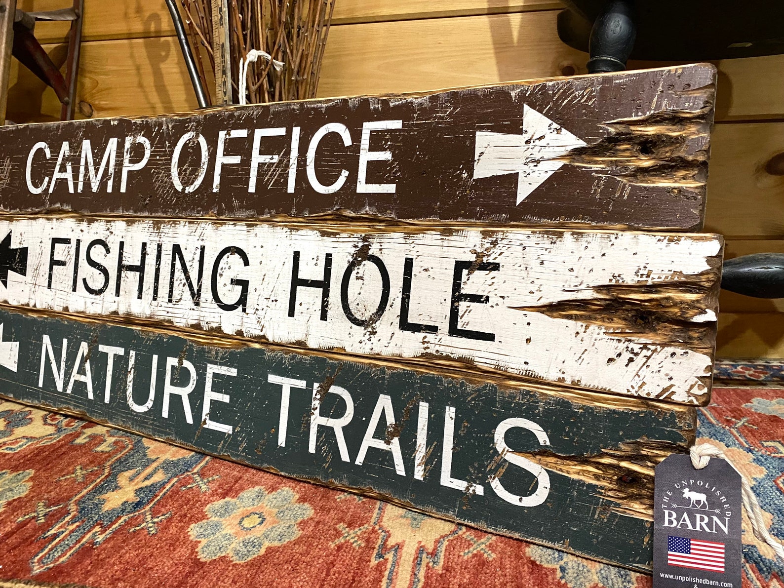 Rustic Cabin Sign Set Camping Decor Fishing Hole Wood - Etsy