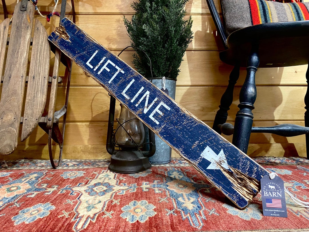 Rustic Wood Ski Trail Sign, Lift Line, - Etsy