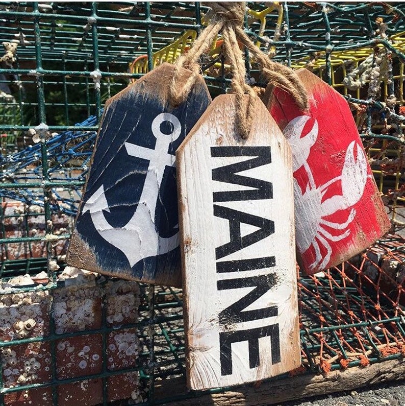 Maine Lobster Sign Maine Gift Rustic Wood Anchor Tag Sign | Etsy