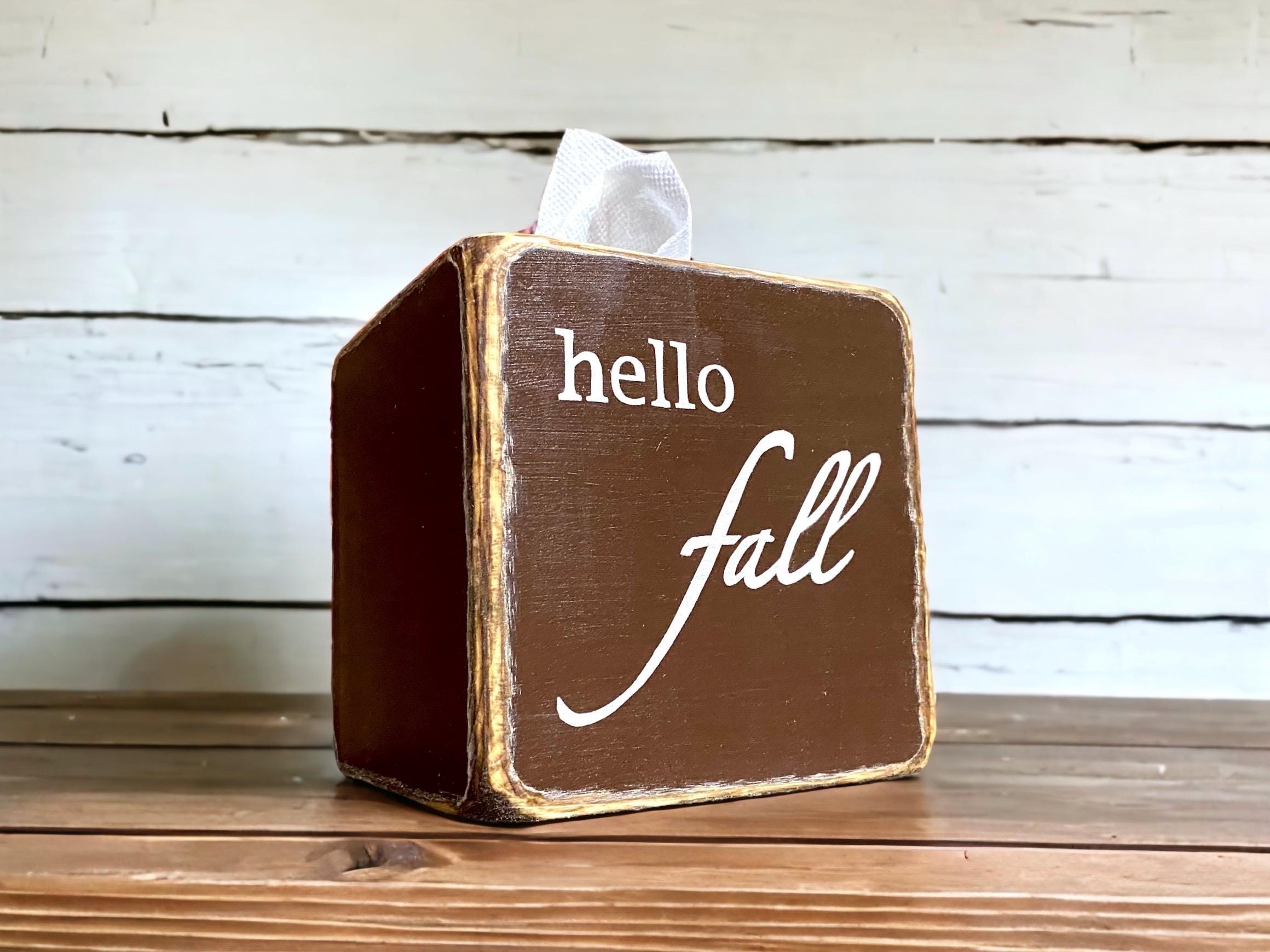 Rustic Fall Tissue Box Cover, Thanksgiving Bathroom Decor - Etsy