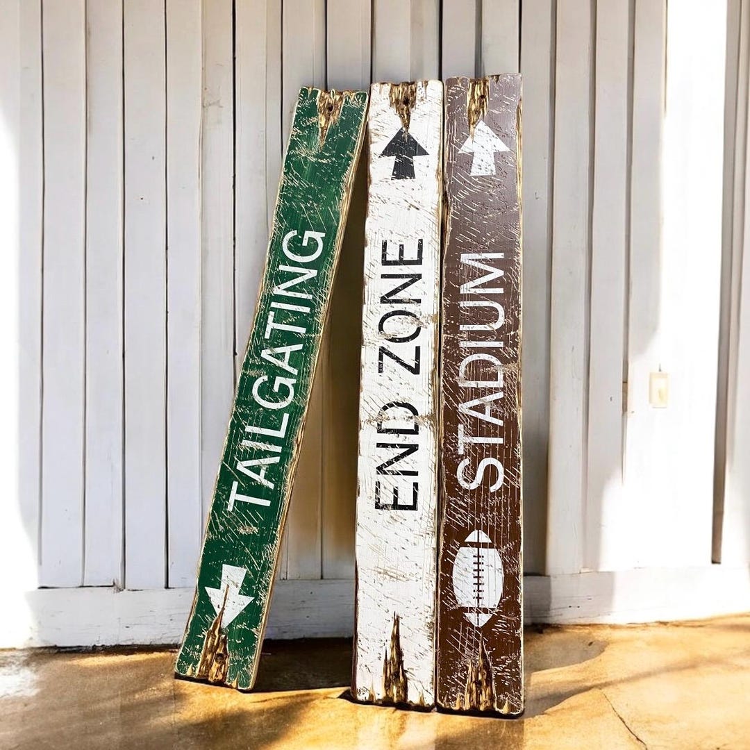 Football Tailgating Sign Set, Rustic Game Day Decor - Etsy