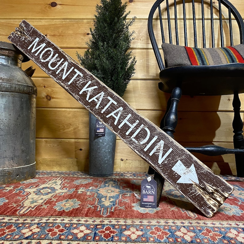 Mount Katahdin Maine Wood Sign, Rustic Wood Hiking Decor - Etsy