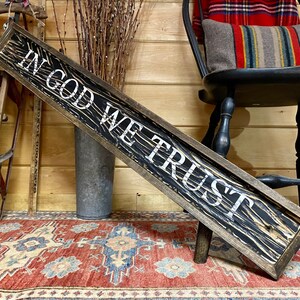 In God We Trust Wood Sign, Patriotic Decor, Religious Sign, Log Cabin ...