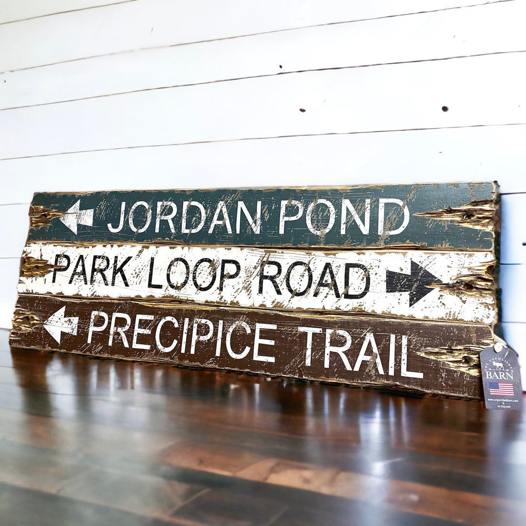 Maine Rustic Wood Sign Set – Acadia National Park, Jordan Pond ...
