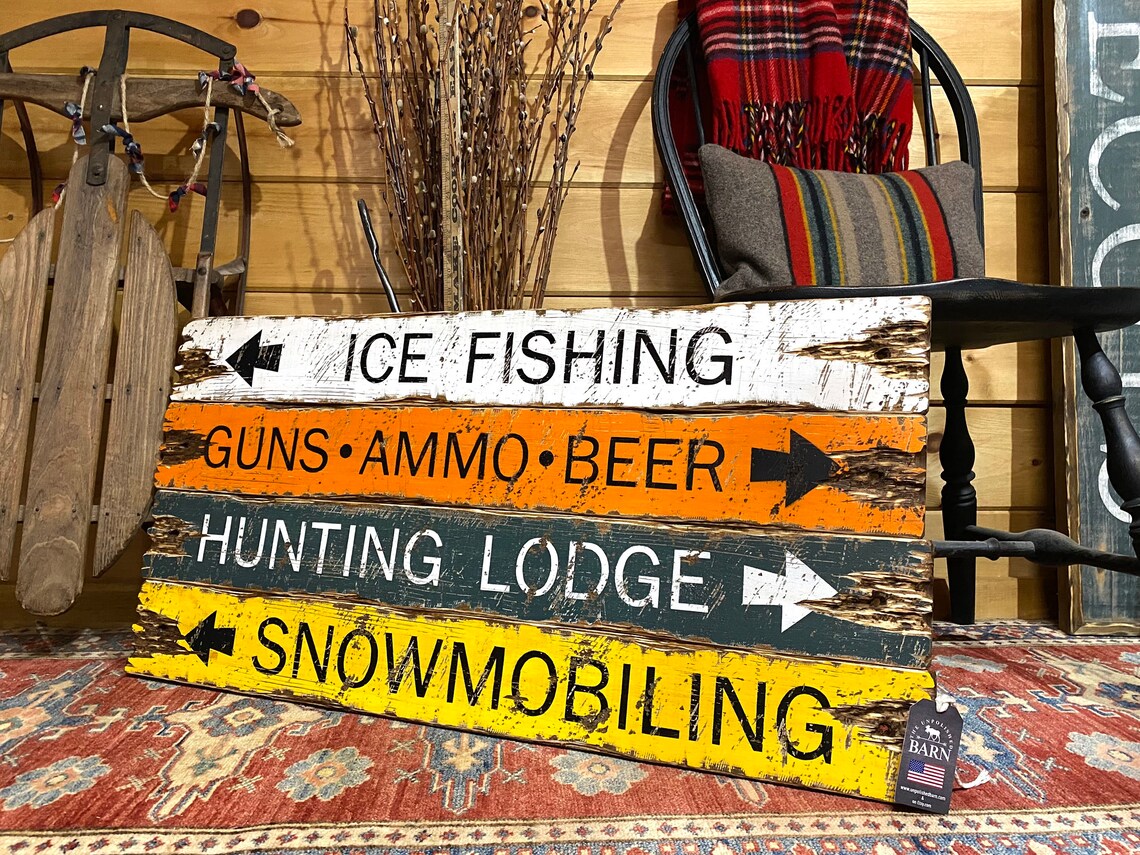 Rustic Hunting Lodge Wood Signs Log Cabin Decor Ice - Etsy