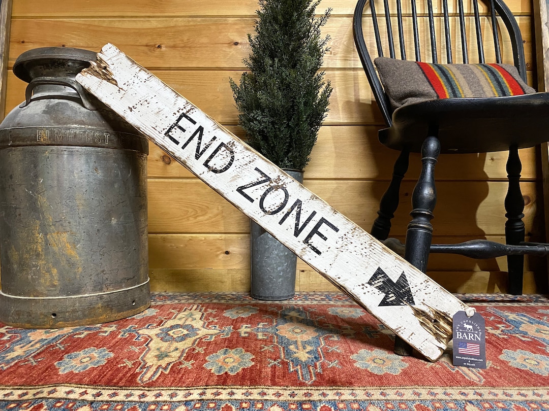 Football End Zone Sign, Rustic Wood Sports Mancave Decor - Etsy