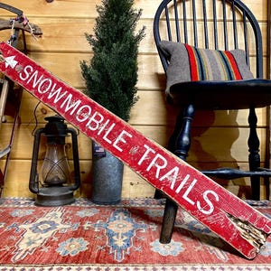 Snowmobiling Wood Sign, Distressed Log Cabin Decor, Snowmobile Trails ...