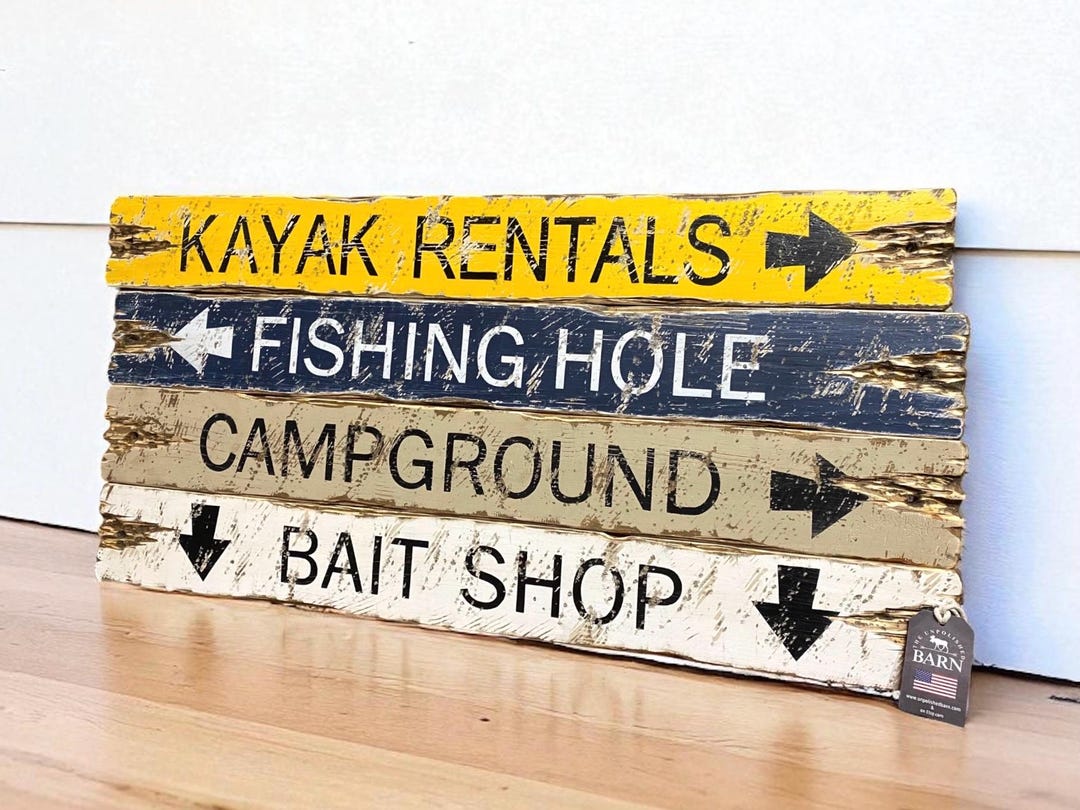 Rustic Fishing & Kayak Sign Set: Lake House Cabin Decor - Etsy