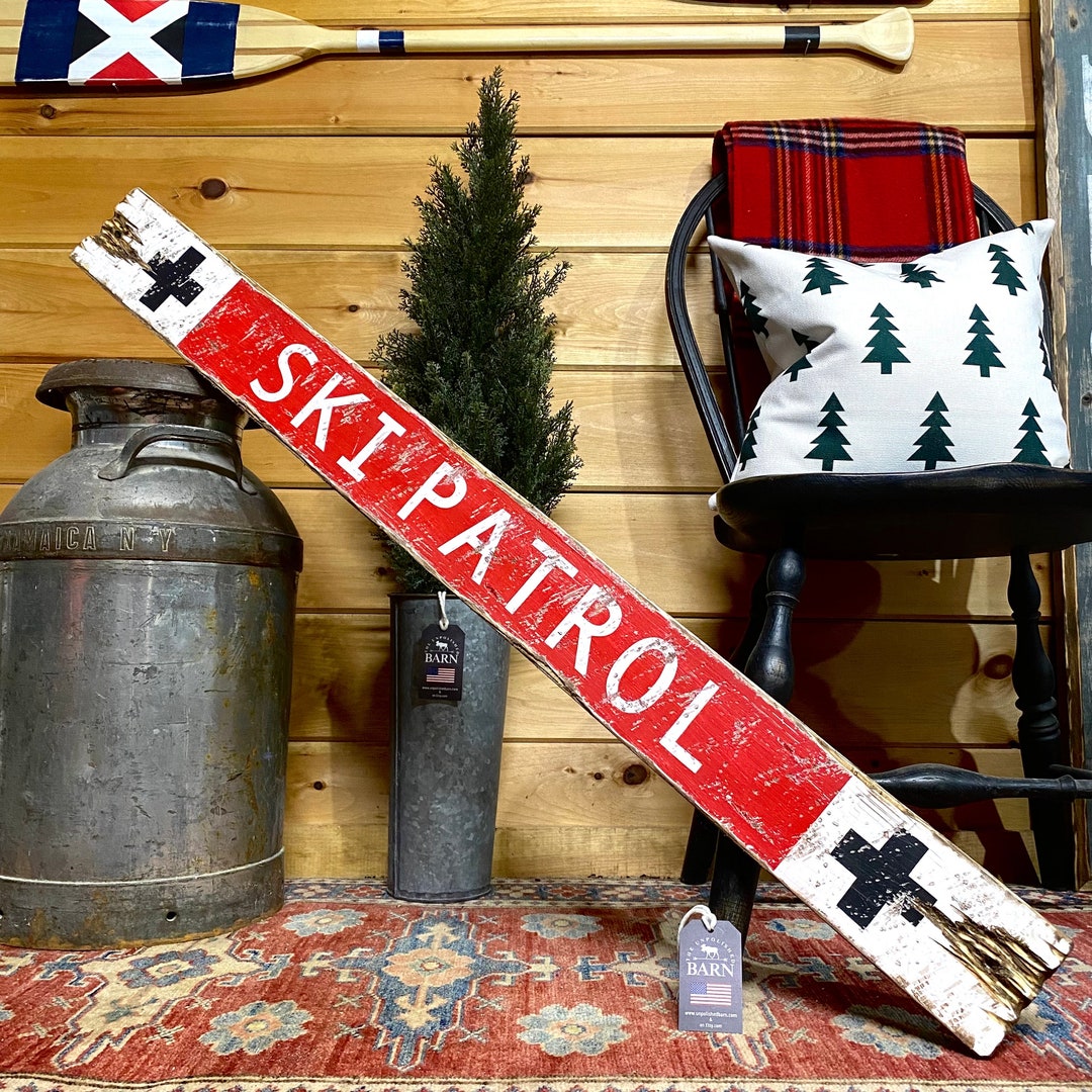 First Aid Ski Patrol Sign, Rustic Wood Swiss Cross Ski Trail Decor - Etsy
