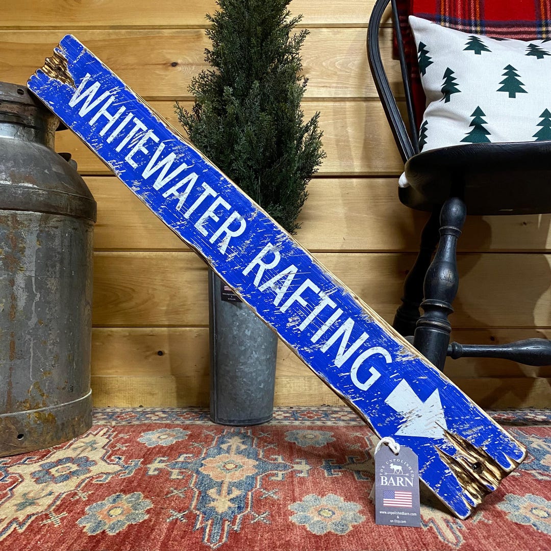 Rustic Whitewater Rafting Wood Sign, National Park River Rapids ...
