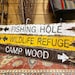 Fishing Hole Camping Wood Sign Set rustic Log Cabin Decor - Etsy