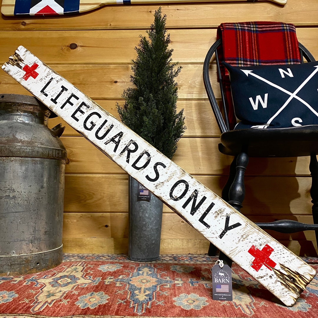 Coastal Lifeguards Only Wood Sign, 4ft Pool House Decor - Etsy