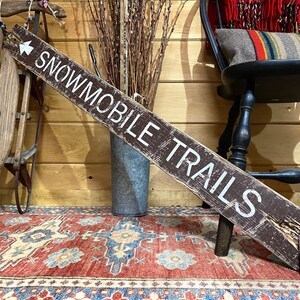 Snowmobiling Wood Sign, Distressed Log Cabin Decor, Snowmobile Trails ...