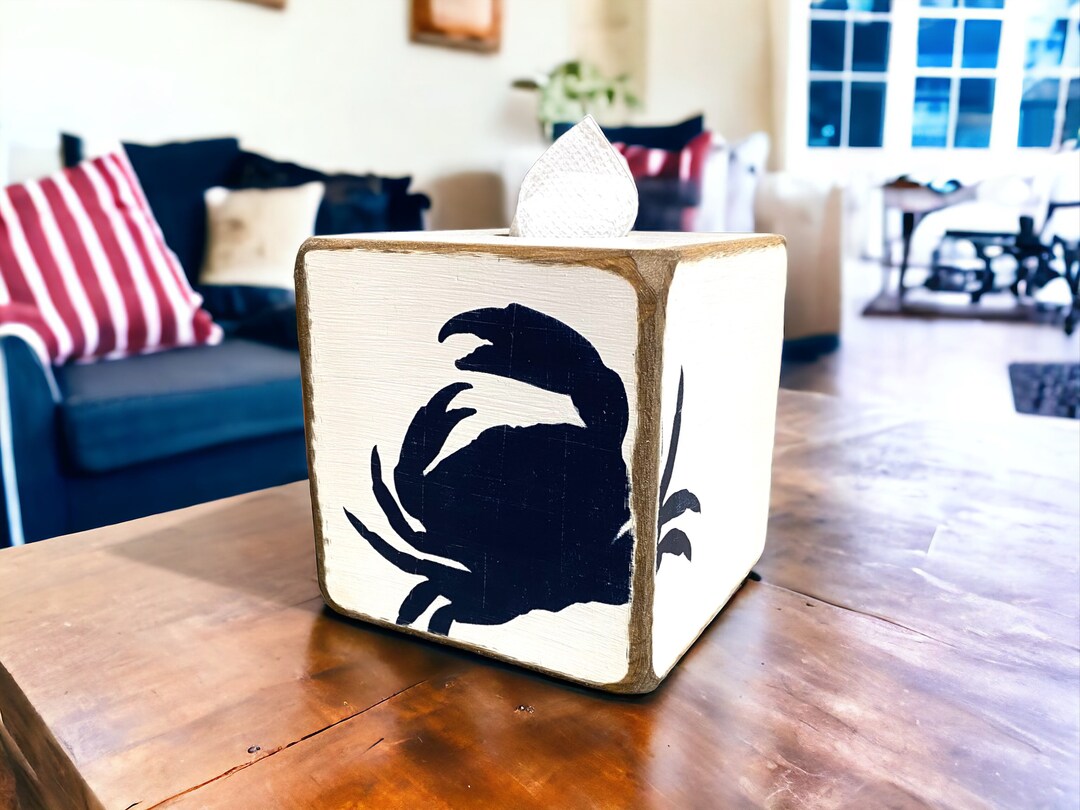 Maryland Blue Crab Wood Tissue Box Cover for Coastal Home - Etsy