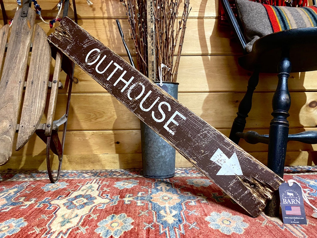 Distressed Outhouse Wood Sign Rustic Bathroom Sign Camp - Etsy